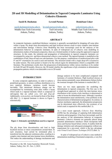 2d And 3d Modelling Of Delamination In Tapered Composite Laminates Using Cohesive Elements