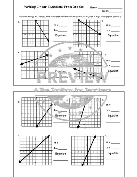 Write Linear Equations Given A Graph Slope Intercept
