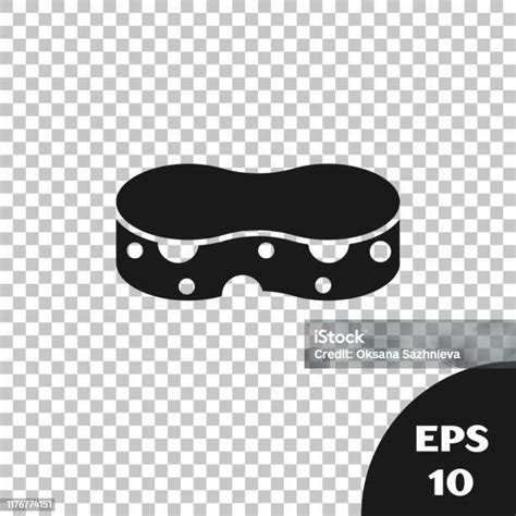 투명 한 배경에 격리 된 검은 스폰지 아이콘입니다 설거지를 위한 바스트의 위스프 청소 서비스 개념입니다 벡터 일러스트레이션 가사