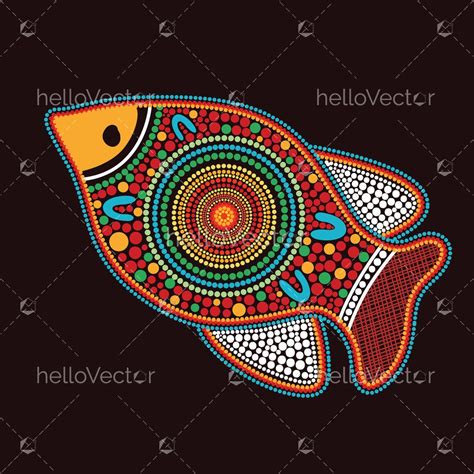 Aboriginal Dot Art Style Colorful Fish Artwork Download Graphics