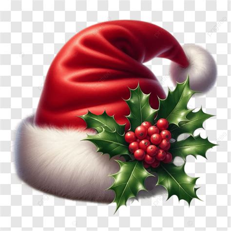 투명에 홀리 베리 클립 아트와 산타 클로스 모자 투명에 홀리 베리 클립 아트와 산타 클로스 모자 산타 클로스 모자 홀리베리가 달린 산타클로스 모자 Png 일러스트 및