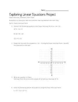 Exploring Linear Equations Project By Teaching For Our Times TPT