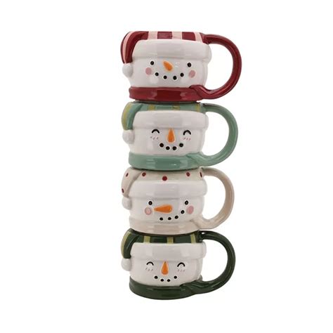 St Nicholas Square® 4 Pc Snowmen Stacking Mug Set