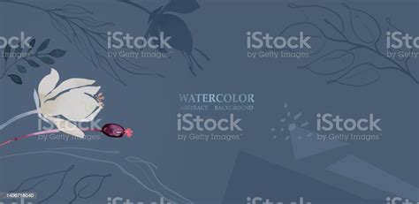 분홍색과 파란색 파스텔의 추상적 인 수채화 예술 배경 꽃과 나뭇잎이있는 최소한의 스타일의 식물 벽지 수채화 유기 모양 배너 포스터에 대한 배경 단일 이미지에 대한 스톡 벡터