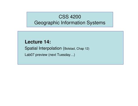 Lecture 14 Spatial Interpolation Css 4200 Docsity