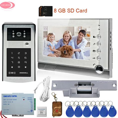 Intercom System WithMagnetic Door Lock 7 TFT Monitor Intercom Key 8GB Rfid Password Unlock Door
