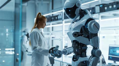 the image shows a female scientist working in a laboratory with a