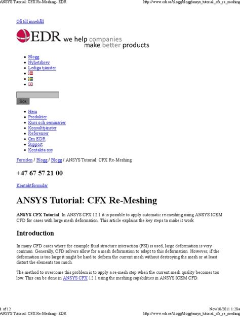 ansys tutorial cfx re meshing edr pdf computational fluid