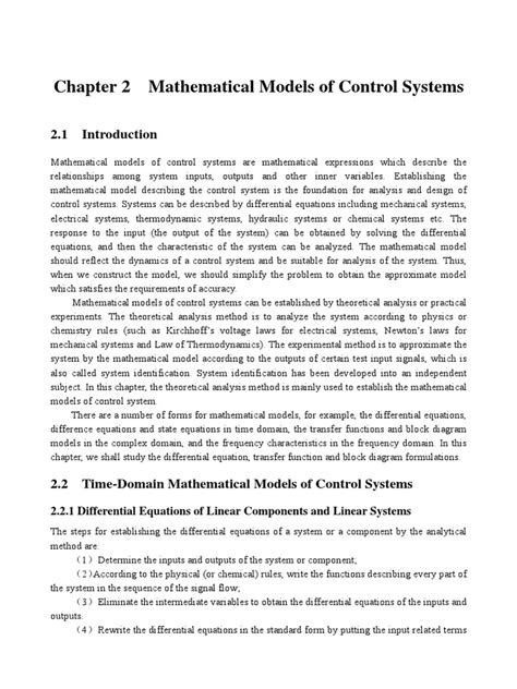 Mathmatical Model Of Control Systems Pdf Pdf Control Theory