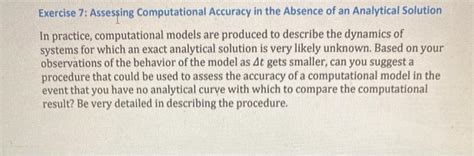 Solved Exercise 7 Assessing Computational Accuracy In The