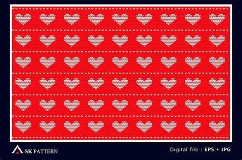 Heart Knit Pattern Vector Background Afbeelding Door SK Pattern
