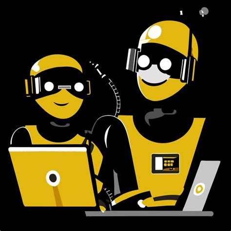 Premium Vector Ai Humor Spectacle Programmers Share Laughter With Robots