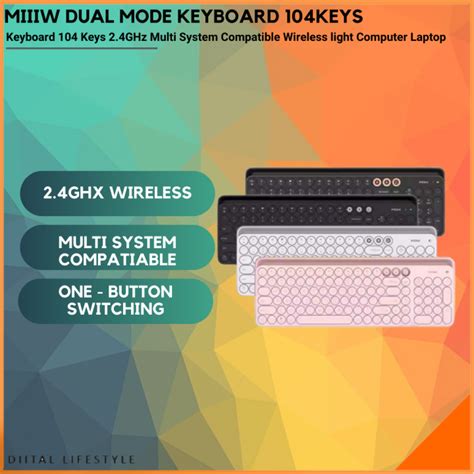 MIIIW Bluetooth Dual Mode Keyboard Keys GHz Multi System Compatible Wireless Light