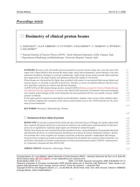 Pdf Dosimetry Of Clinical Proton Beams
