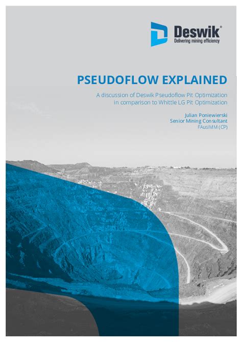 Pdf Pseudoflow Explained A Discussion Of Deswik Pseudoflow Pit