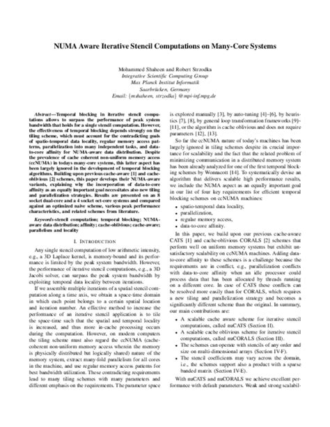 Pdf Numa Aware Iterative Stencil Computations On Many Core Systems
