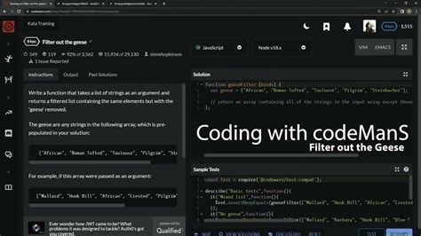 Codewars 8 Kyu Filter Out The Geese Javascript Youtube
