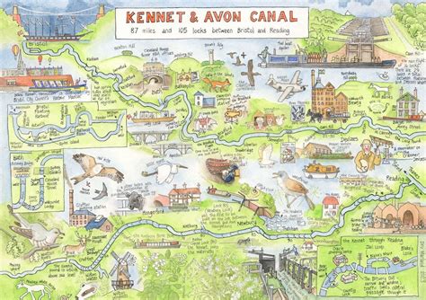Kennet And Avon Canal Map Digital Download Etsy