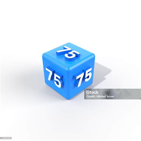 파란색 큐브와 흰색 배경에 숫자 75 3d 렌더 큐브 및 번호 75 0명에 대한 스톡 사진 및 기타 이미지 0명 3차원