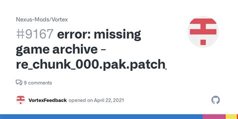 Error Missing Game Archive Rechunk000pakpatch003 · Issue 9167