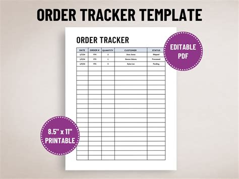 Order Tracker Template Editable Order Tracker Order Status Tracker Printable Editable Pdf Etsy