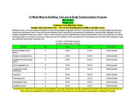 Microcycle 2 Metabolic Phase 3 Pdf Strength Training Physical