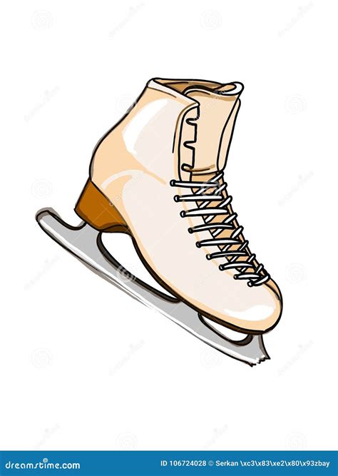 Ice Skating Shoes Cartoon Illustration Drawingcartoon Drawing White
