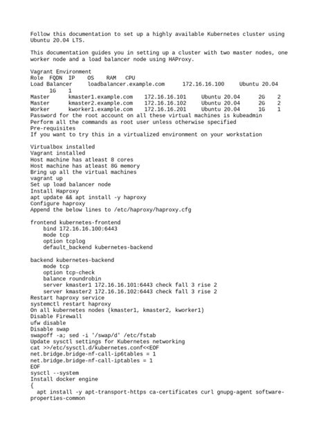 setup a highly available kubernetes cluster with load balancing using