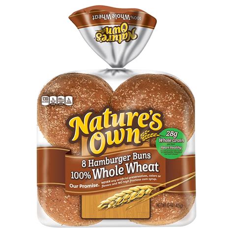 Natures Own 100 Whole Wheat Hamburger Buns Shop Bread At H E B