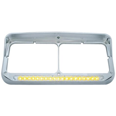 Chrome Rectangular Dual Headlight Bezel With Visor