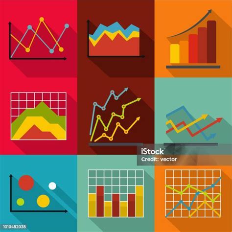 Economic Study Icons Set Flat Style Stock Illustration Download Image