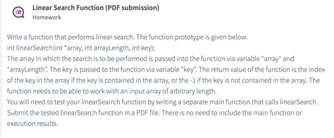 Solved Linear Search Function Pdf Submission Homework