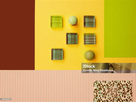 추상클로즈 업 탑 뷰 라운드 우드 모의 베이지 색 골판지 복숭아 종이 배경 갈색 반투명 접힌 물결 모양의 직물 2 청록색 녹색