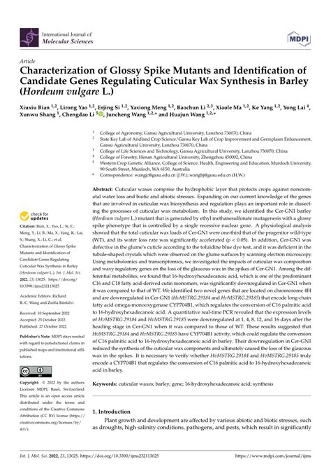 Pdf Characterization Of Glossy Spike Mutants And Identification Of