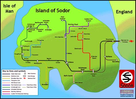 Thomas And Friends Island Of Sodor Map Railway Trainline Layout Train
