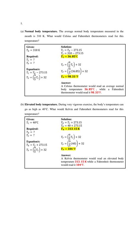 Solution Physics Practice Problems On Temperature Celsius