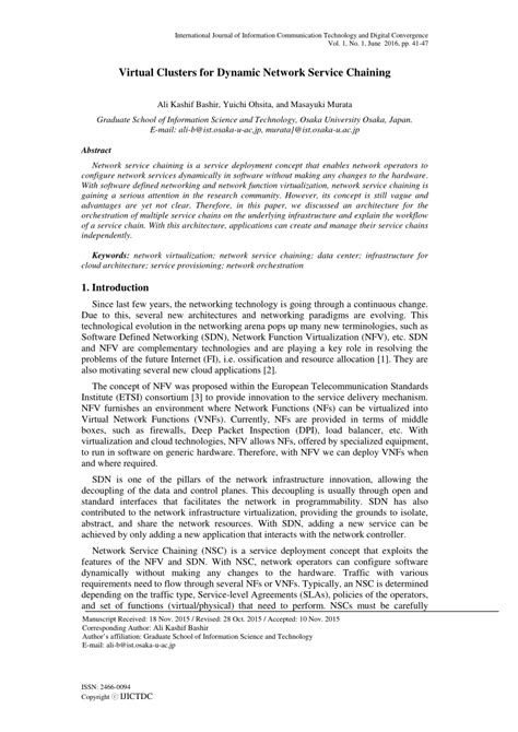 Pdf Virtual Clusters For Dynamic Network Service Chaining