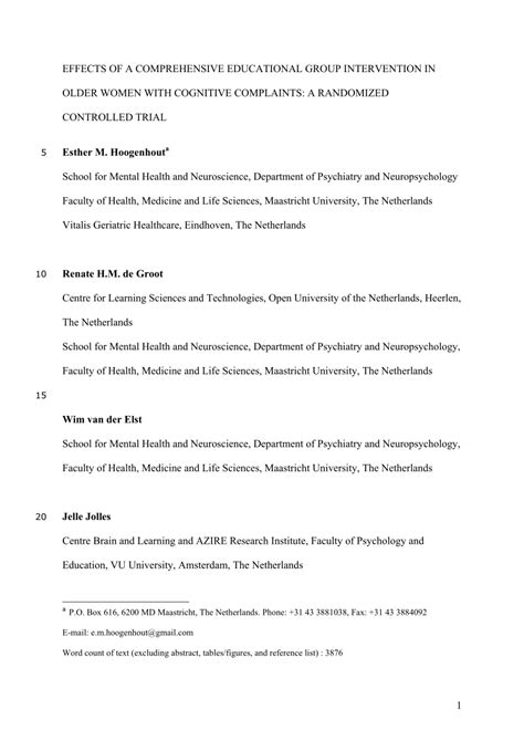 Pdf Effects Of A Comprehensive Educational Group Intervention In