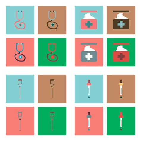 벡터에 임상 아이콘 의료 장비 세트 Eps Ai Uidownload