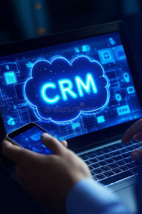 Businessman Accessing Cloud Based Crm System On Mobile Device In Dark