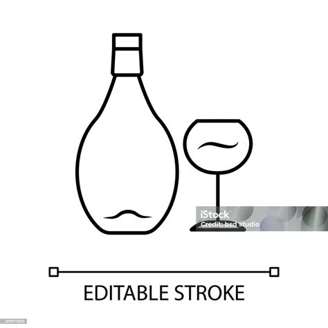 Wine Linear Icon Bottle And Wineglass Alcoholic Beverage Restaurant Service Glassware For Red
