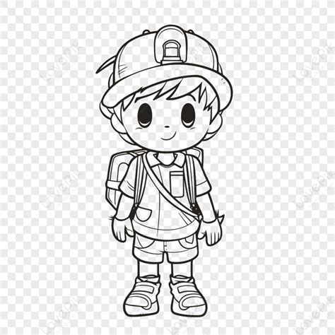 흑백 선 윤곽선 스케치 그림이 있는 배낭 색칠 페이지가 있는 원래 어린 아이 벡터 개요 예술 선 그리기 Png 일러스트 무료 다운로드 Lovepik