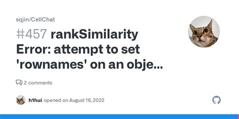 Ranksimilarity Error Attempt To Set Rownames On An Object With No