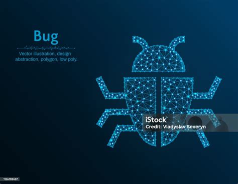 낮은 폴 리 벡터 일러스트 레이 션 파란색 배경 추상적인 디자인 일러스트 레이 션에 곤충 다각형 아이콘 버그 곤충에 대한 스톡