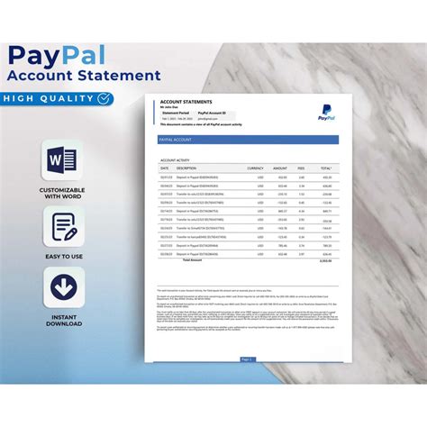 Paypal Bank Statement Template Editable Inspire Uplift