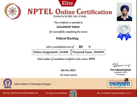 Gagandeip Singh On Linkedin Ethicalhacking Nptel Cybersecurity Swayam Professionaldevelopment