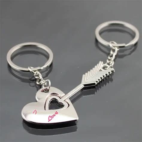 Novelty Couple Keychain Lovers Heart Key Chain Ring Casual Trinket