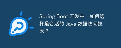 Spring Boot 开发中，如何选择最合适的 Java 数据访问技术？ 美云