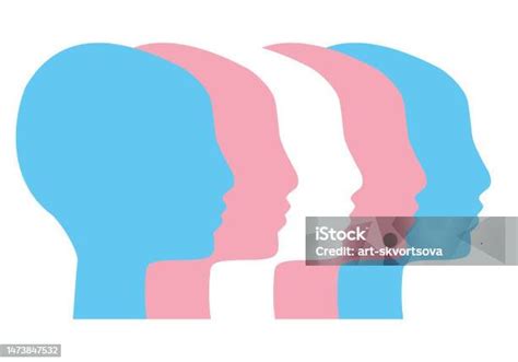 트랜스젠더의 권리를 지지하는 사람들 트랜스젠더 사람들은 의사 소통 벡터 삽화 트랜스젠더 깃발의 다양한 색상의 소품에 다양한