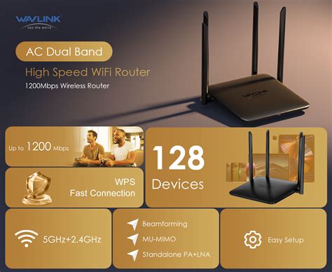 WAVLINK AC1200 Wifi 5 1200mbps Wireless Dual Band Router AP Repeater Gigabit WiFi Router